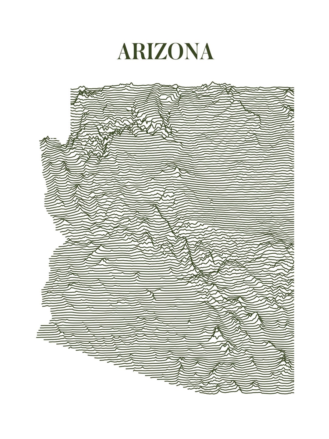 Arizona Ridgeline Plot SVG Digital Download | Topographic Contour Lines ...