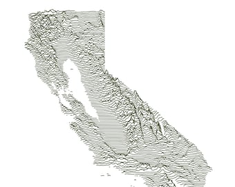 California Ridgeline Plot Digital Download | Topographic Contour Lines ...