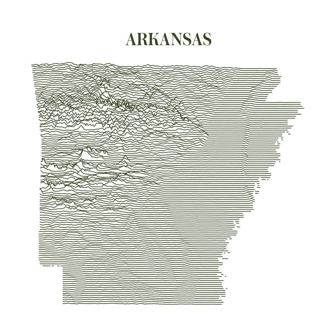 Arkansas Ridgeline Plot SVG Digital Download | Topographic Contour ...