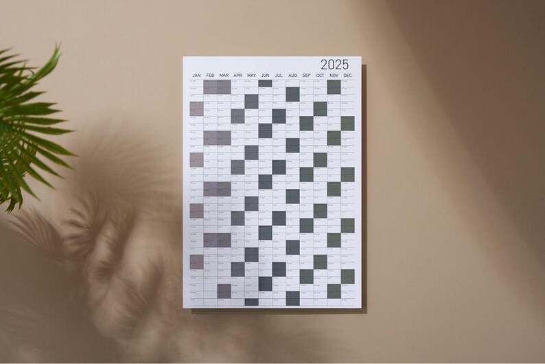 2025 Yearly Vertical Calendar Printable Poster – A Minimalist View of ...