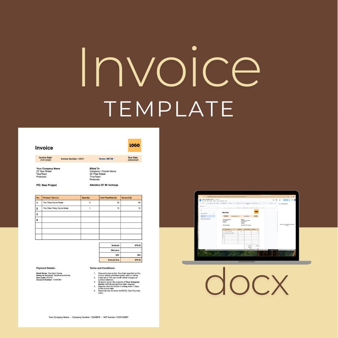Invoice Template 2025 | Easy to Use Business Invoice Template | Word ...