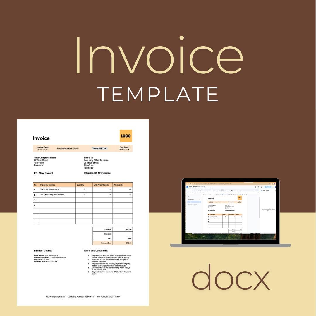 Invoice Template 2025 | Easy to Use Business Invoice Template | Word ...