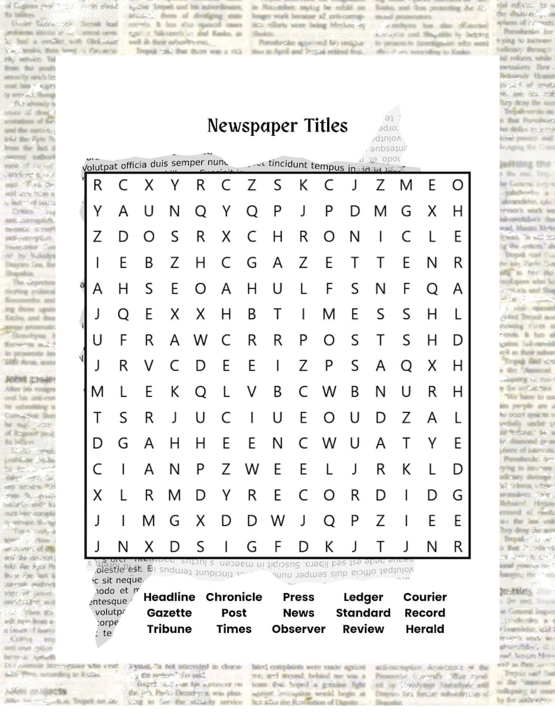 3 Bundle Word Search Puzzles, Newspaper Related, Weather Search Puzzle ...