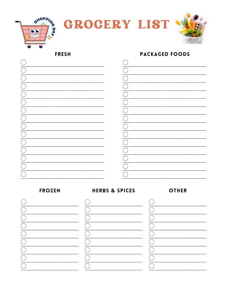 Printable Grocery Shopping List | Organized Grocery Planner | Easy ...