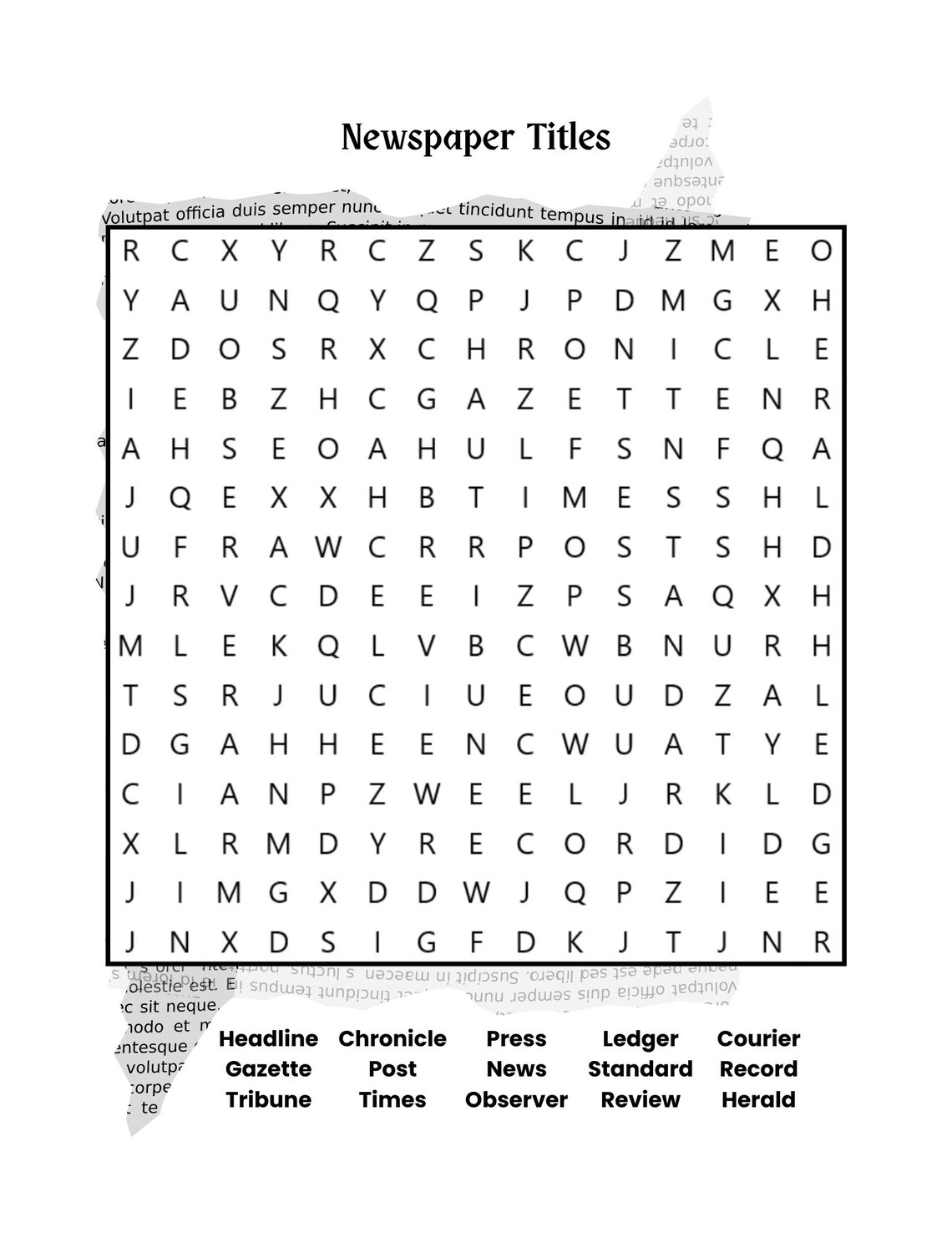 3 Bundle Word Search Puzzles, Newspaper Related, Weather Search Puzzle ...