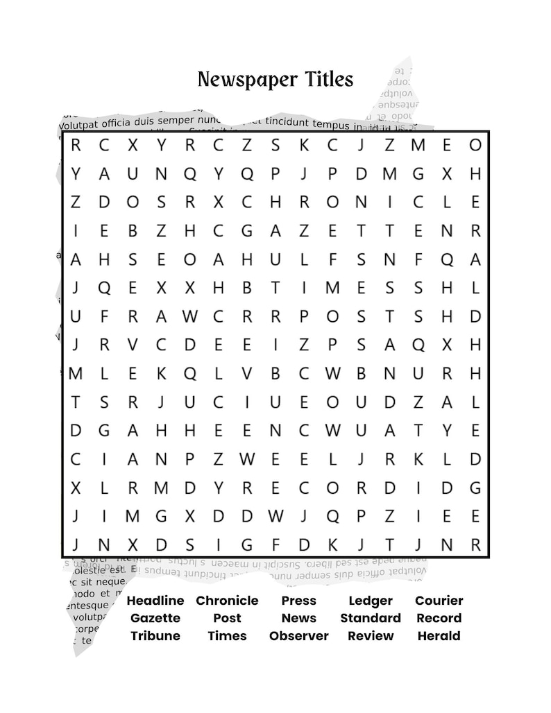 3 Bundle Word Search Puzzles, Newspaper Related, Weather Search Puzzle ...