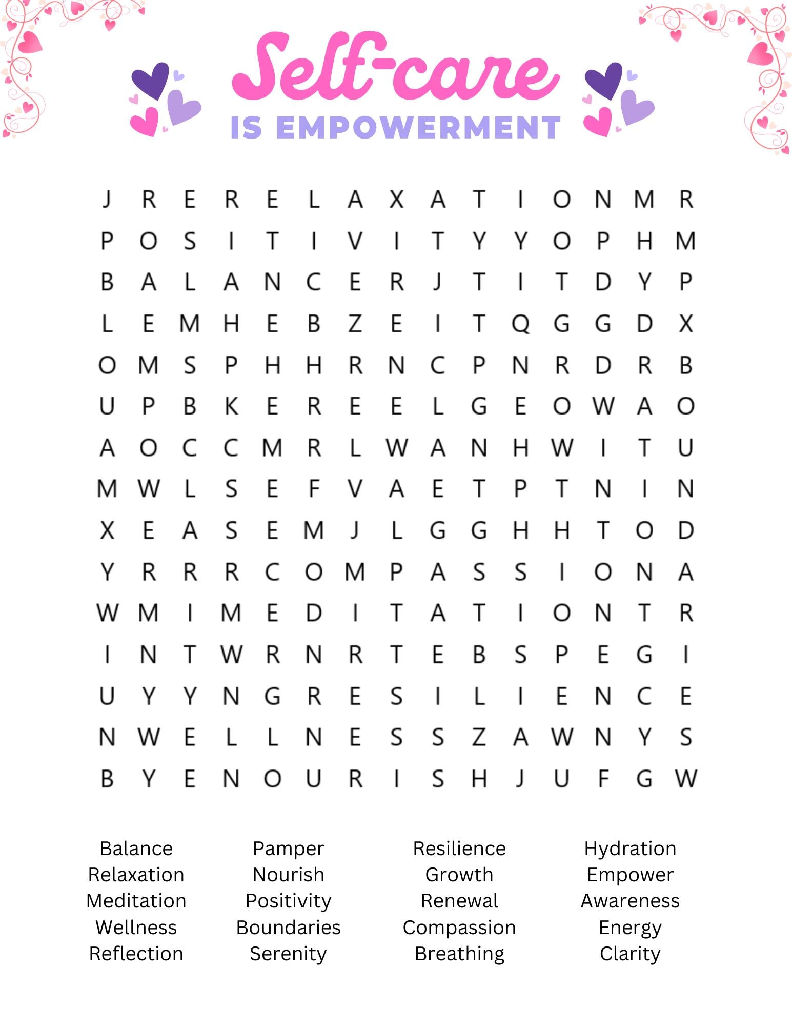 Word Search Puzzle, Self-care, Puzzle, Download Puzzle, on the Go ...