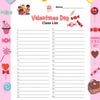 Valentine Class List, Kids' Valentine List, School Valentine List ...
