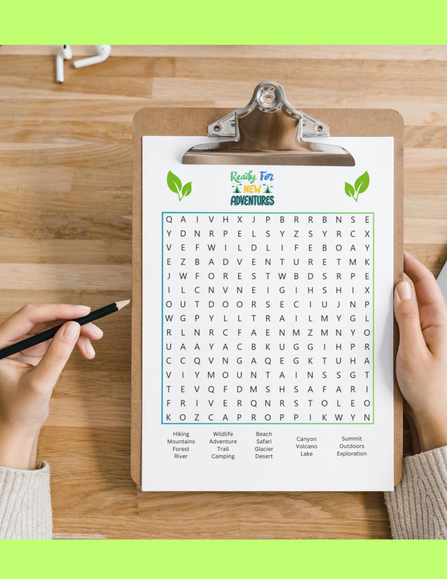 Nature & Adventure Word Search, Word Search, Download or Print Word ...