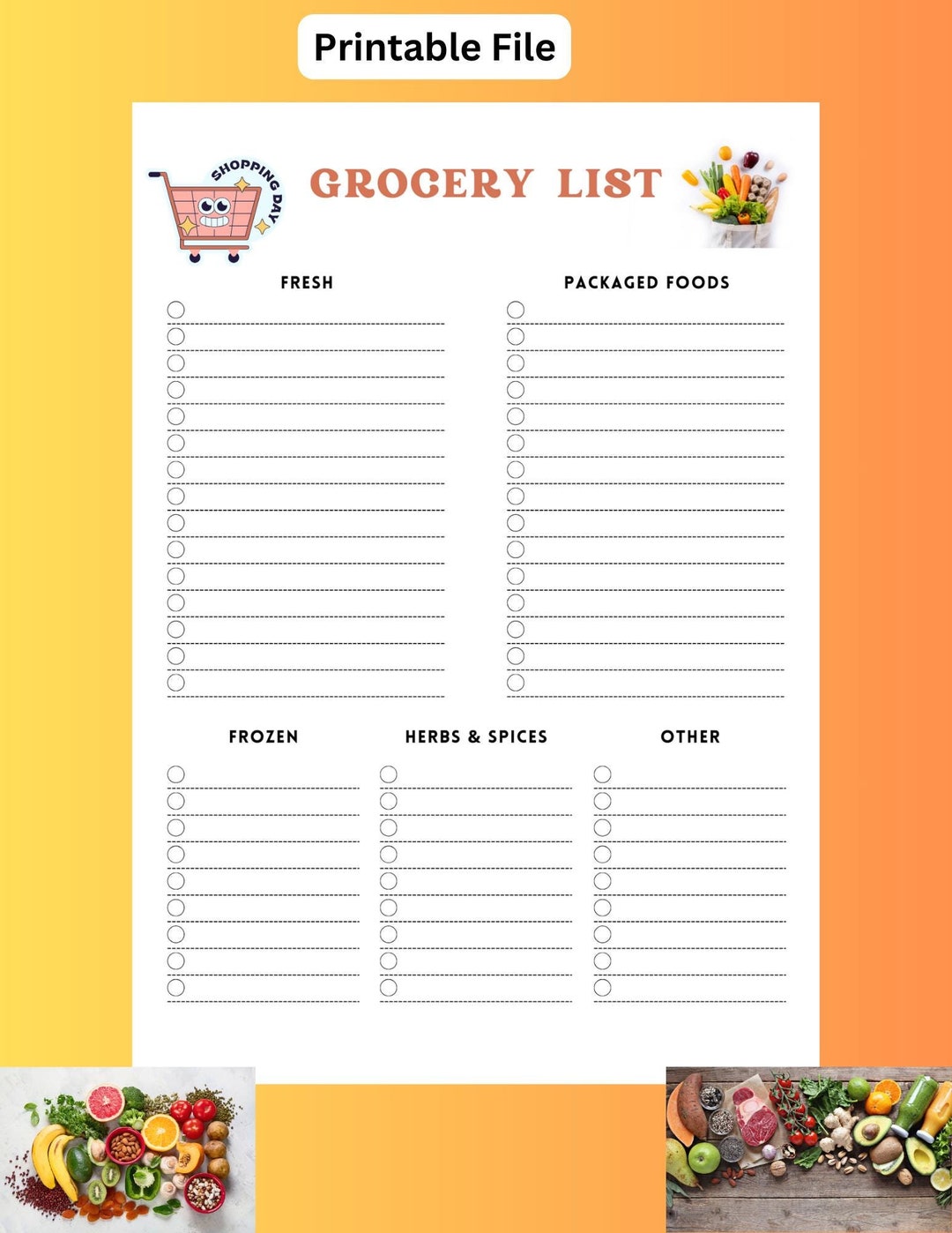Printable Grocery Shopping List | Organized Grocery Planner | Easy ...