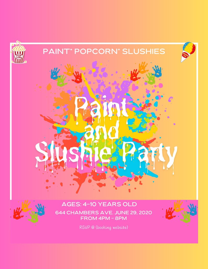 Editable Paint Party Flyer, Editable Templates, Event Flyer, Kids ...