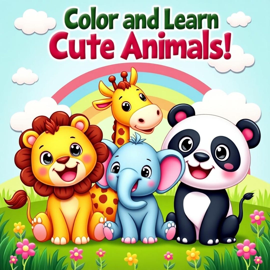 Color and Learn: Cute Animals! – Printable A4 11x8.5" PDF Digital ...