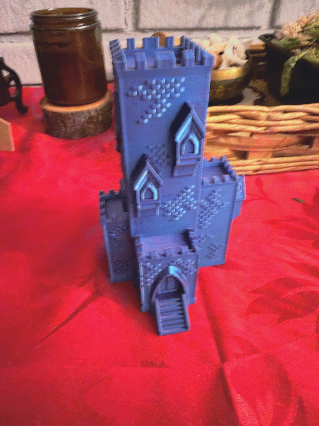 Shiny Metallic Purple and Blue Castle Keep Map Marker Tabletop 3D ...