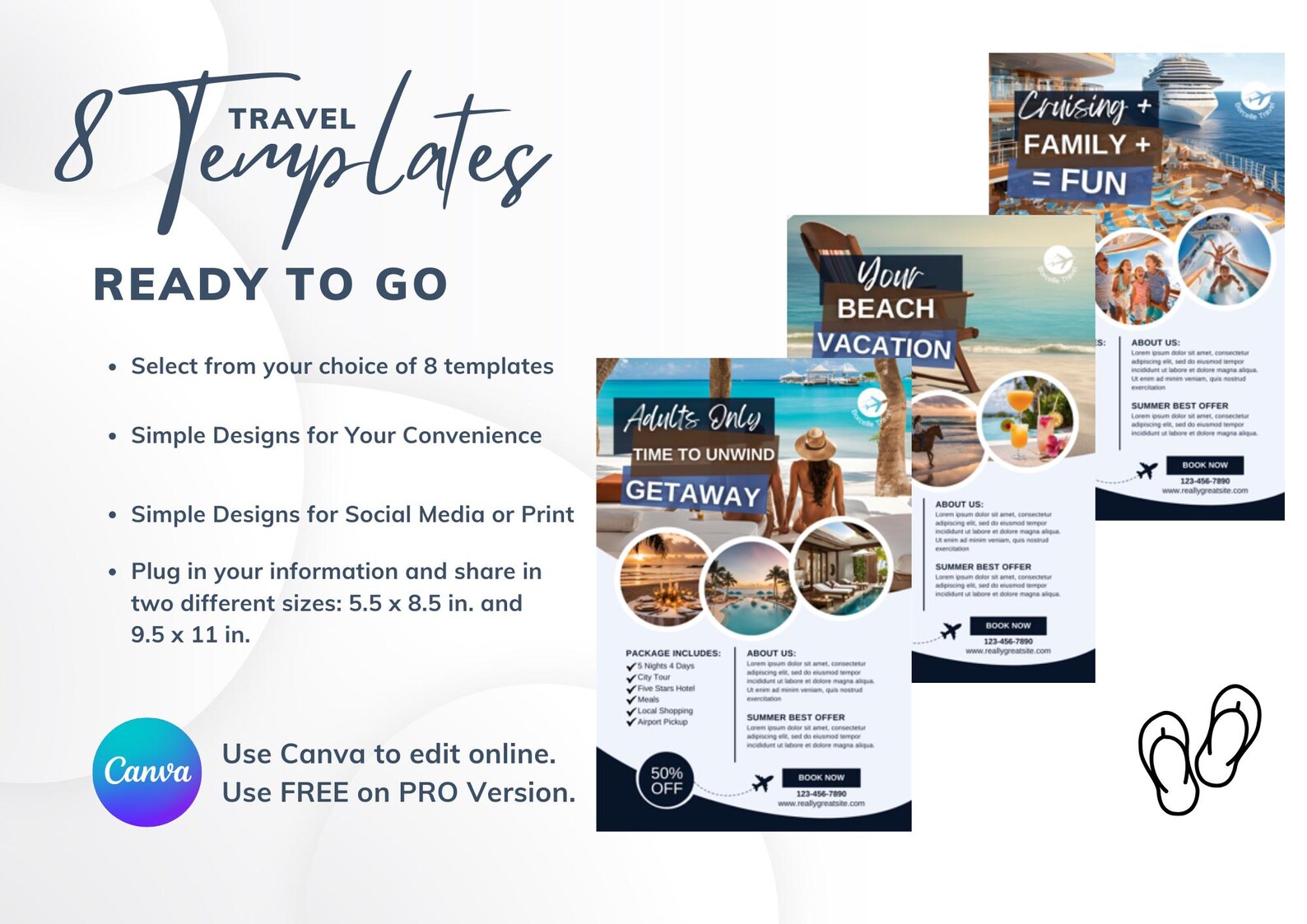 Simple Travel Templates for Travel Agents for Social Media or Print in ...