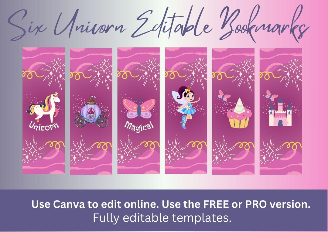 Printable Unicorn Bookmark. Cute Pink Fantasy Bookmark. DIY Magical ...