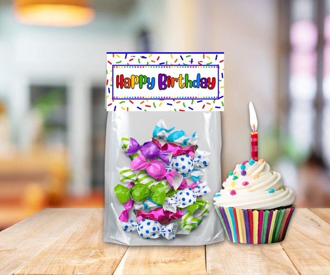 Happy Birthday Sprinkles | Birthday Treat Bag Toppers | Bag Toppers ...