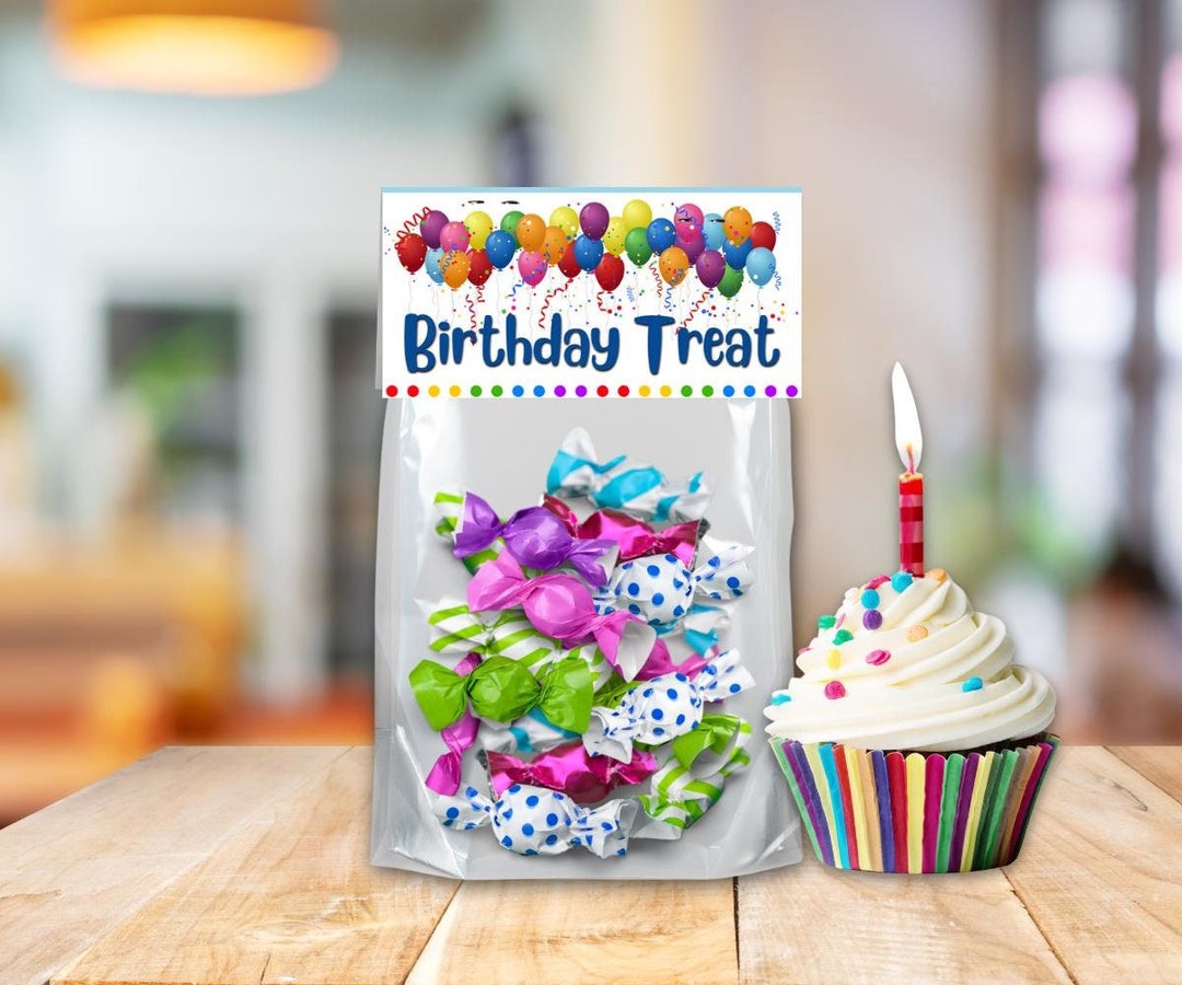 Birthday Treat Bag Toppers | Bag Toppers | Printable Candy Treat Tags ...