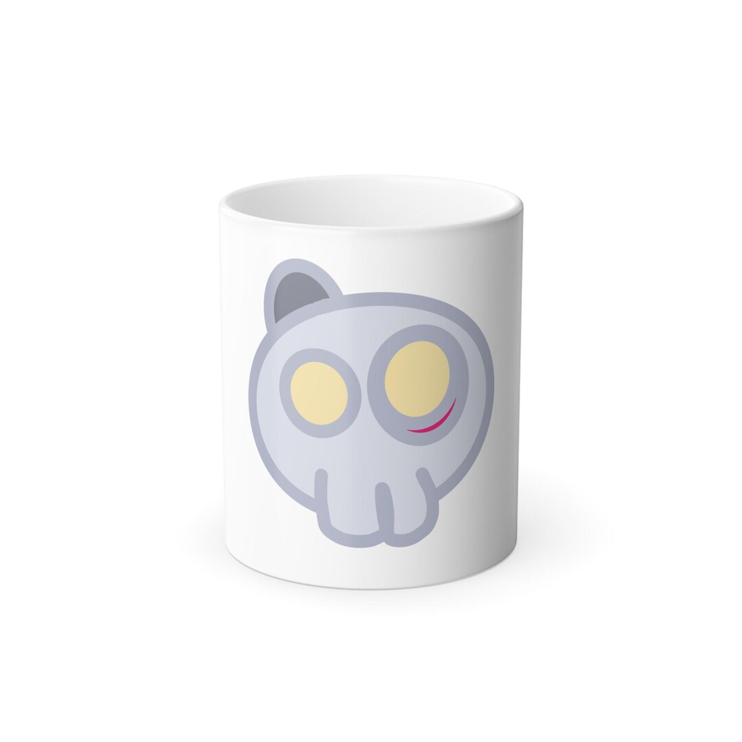 Mug, Gray Skull Cartoon Style, Color Changing Coffee Cup, Halloween ...