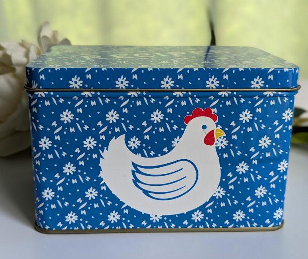 Vintage Blue Recipe Chichen Metal Box - Etsy