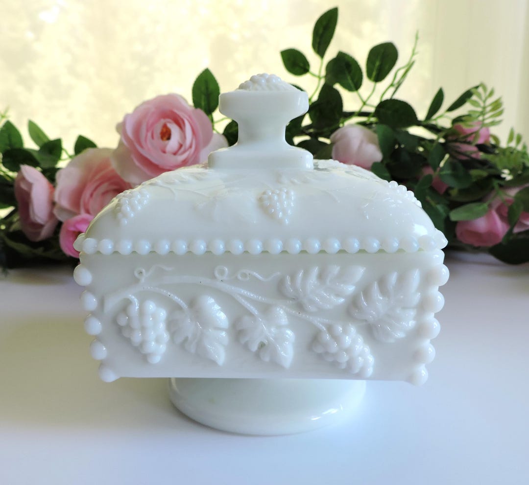 Milk Glass Covered Candy Dish
