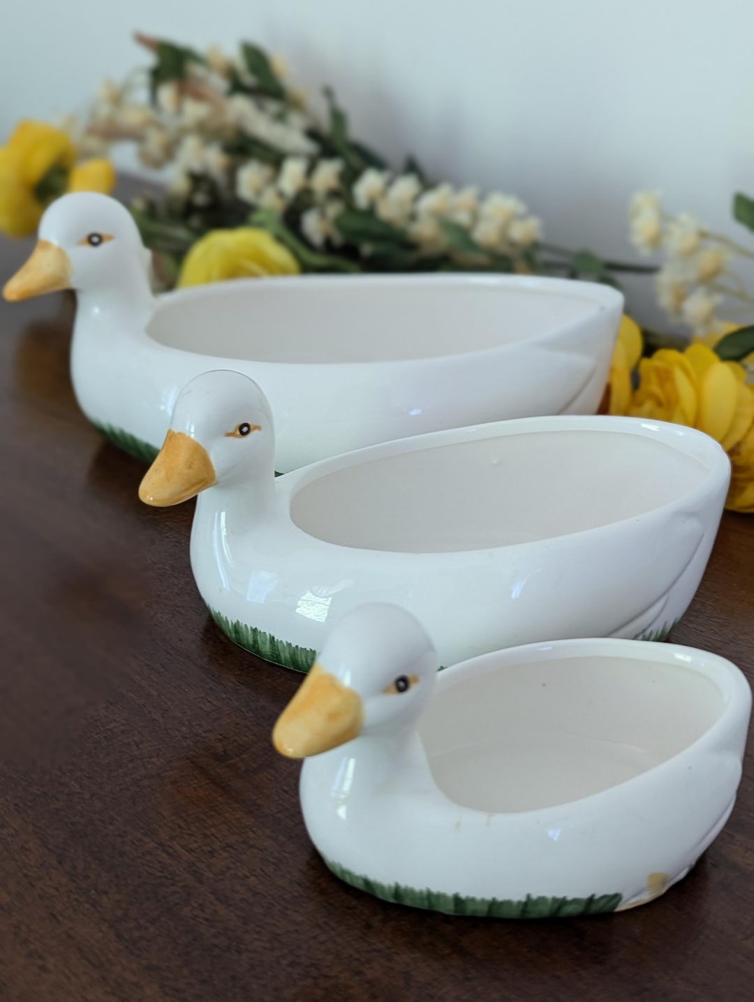 3 Ceramic Duck Planters - Etsy
