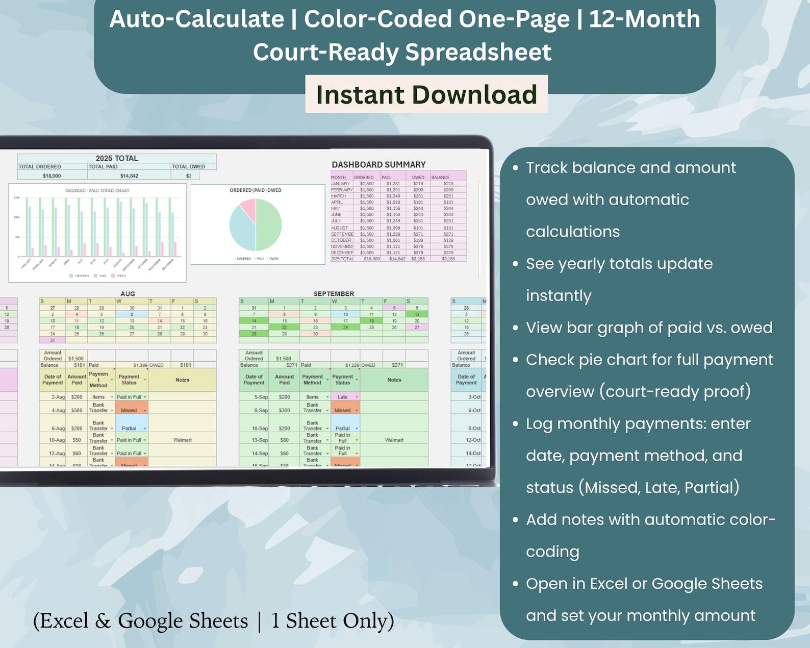 Co-parenting Documentation Bundle | Custody Calendar, Child Support & Expense Tracker ...
