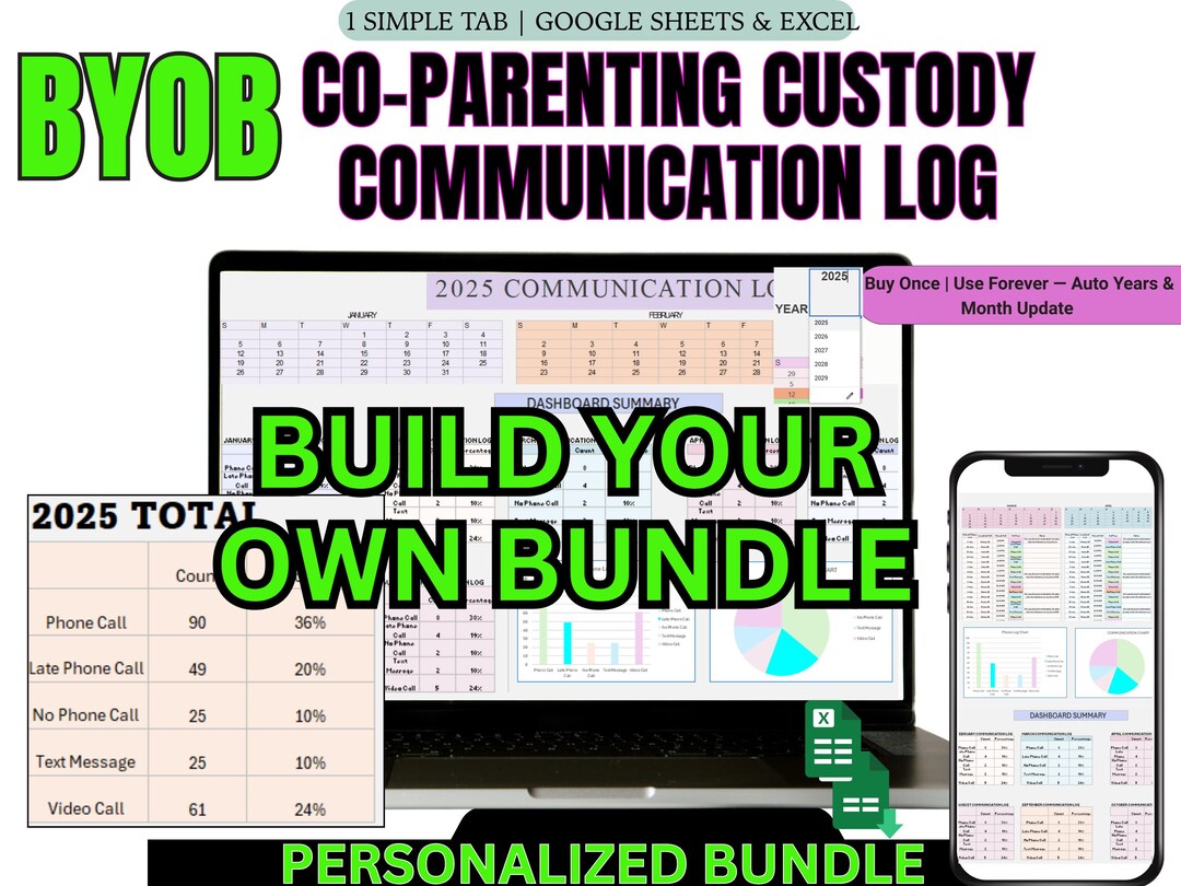 Personalized Custody Communication Spreadsheet | Track Calls, Video ...