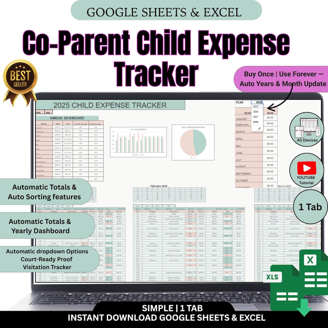 Co-parenting Child Expense Tracker| Child Support & Custody Log | Auto ...