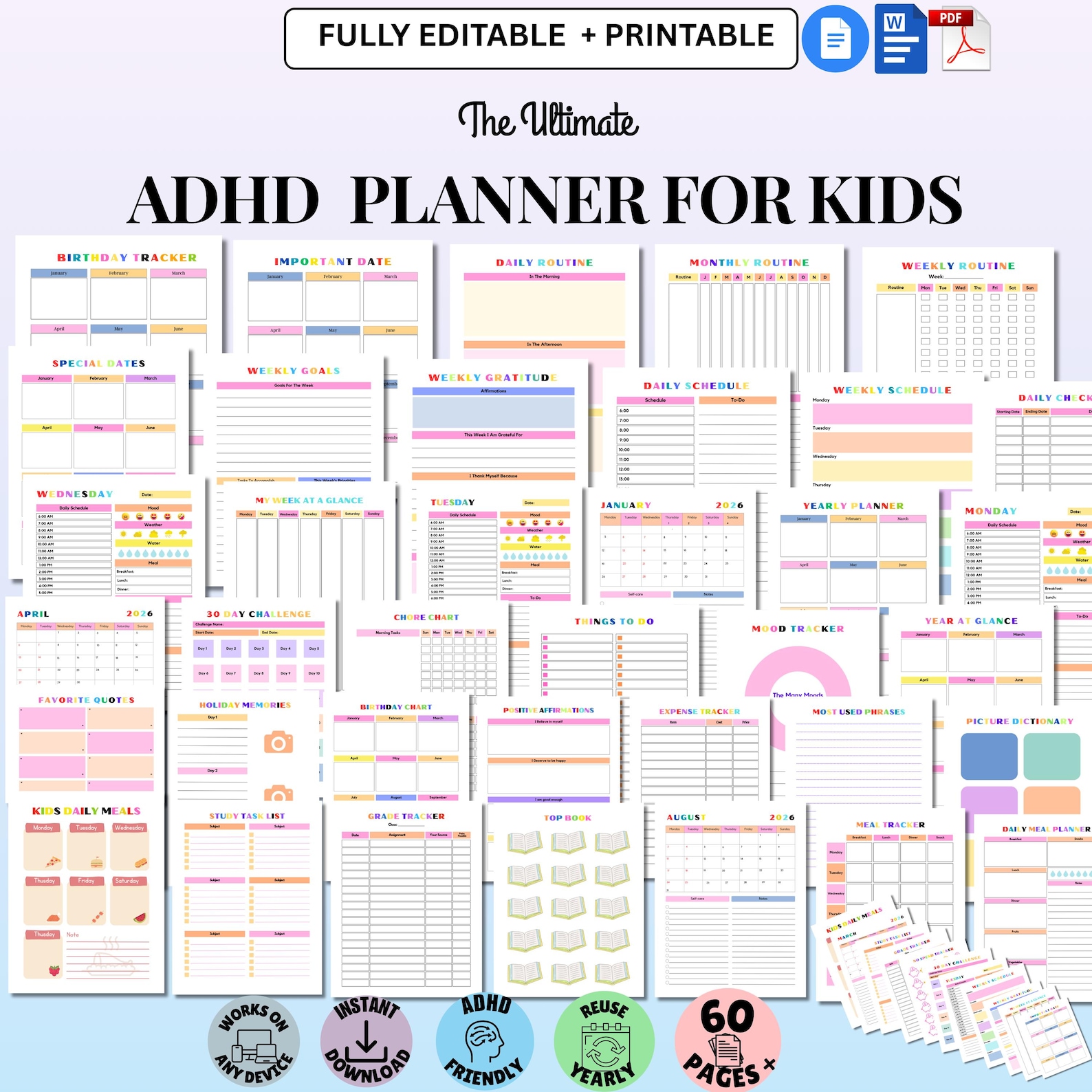ADHD Kids Planner Printable | Executive Function Planner for ADHD ...