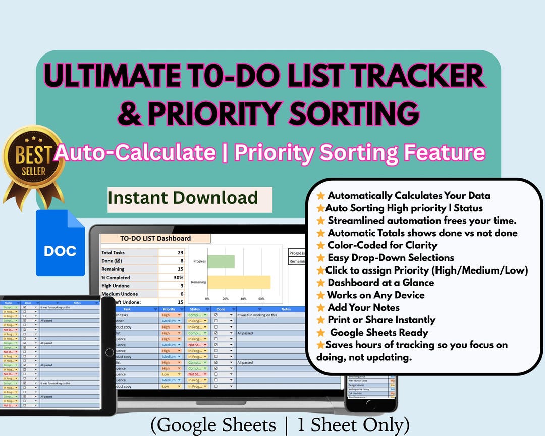 Ultimate To-do List Tracker | Productivity Planner | Priority Sorting ...