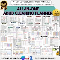 Cleaning Planner Printable, Room-by-room Chore Schedule for ADHD ...