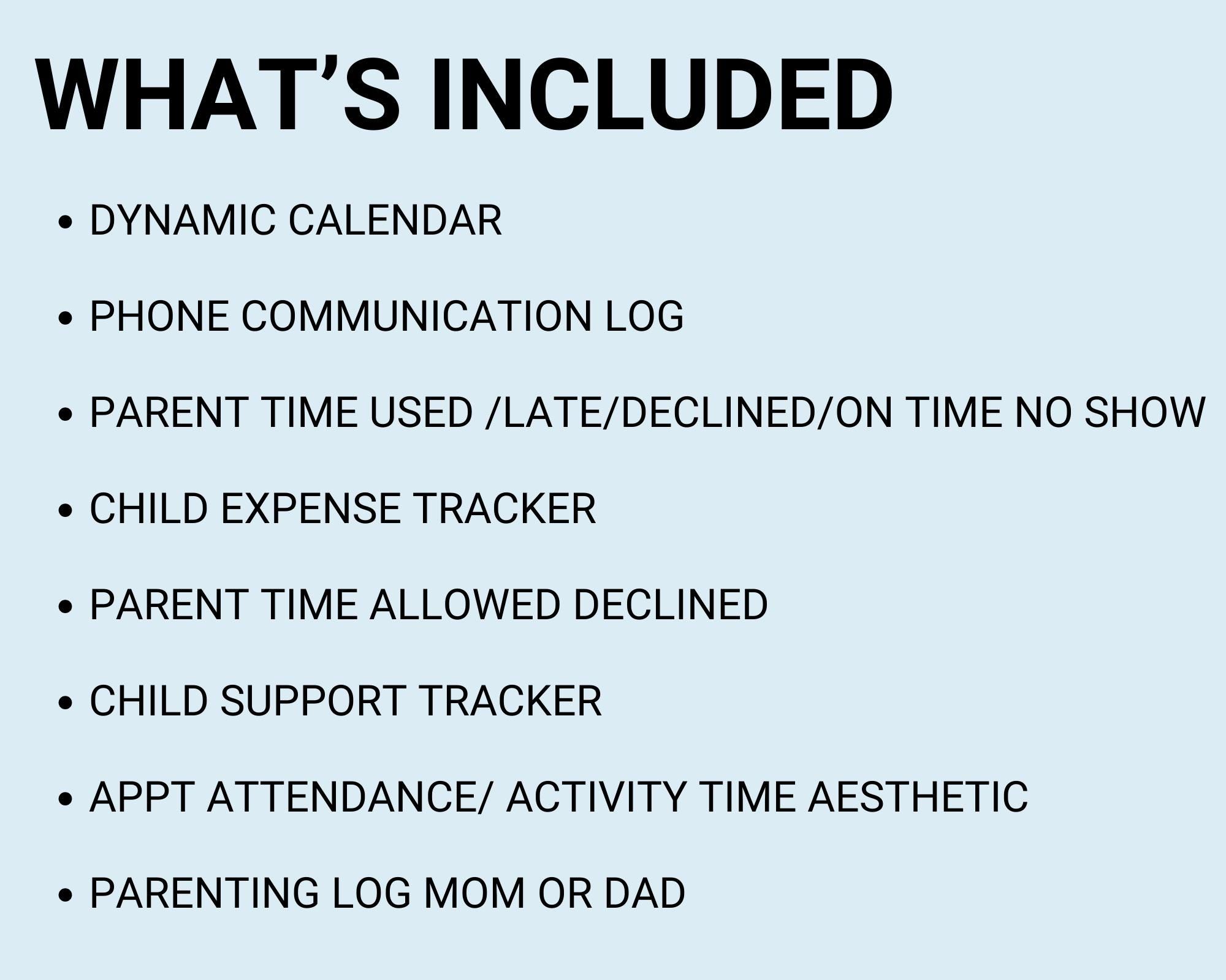 Co-parenting Documentation Bundle | Custody Calendar, Child Support & Expense Tracker ...