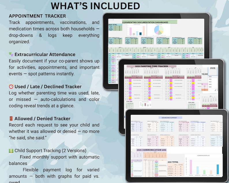Co-parenting Documentation Bundle | Custody Calendar, Child Support & Expense Tracker ...