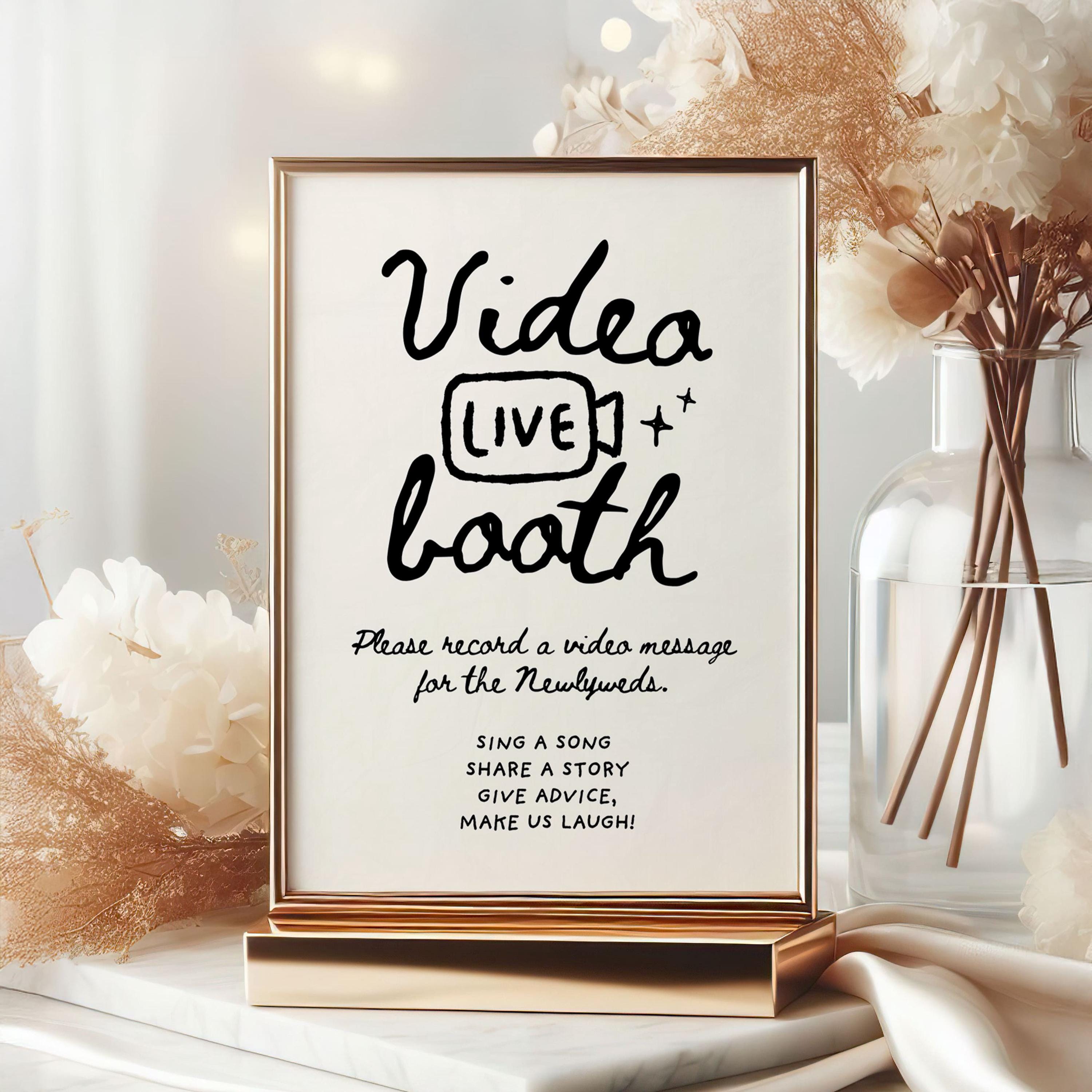Video Guestbook Message Sign, Video Booth Sign Template, Whimsical Hand ...