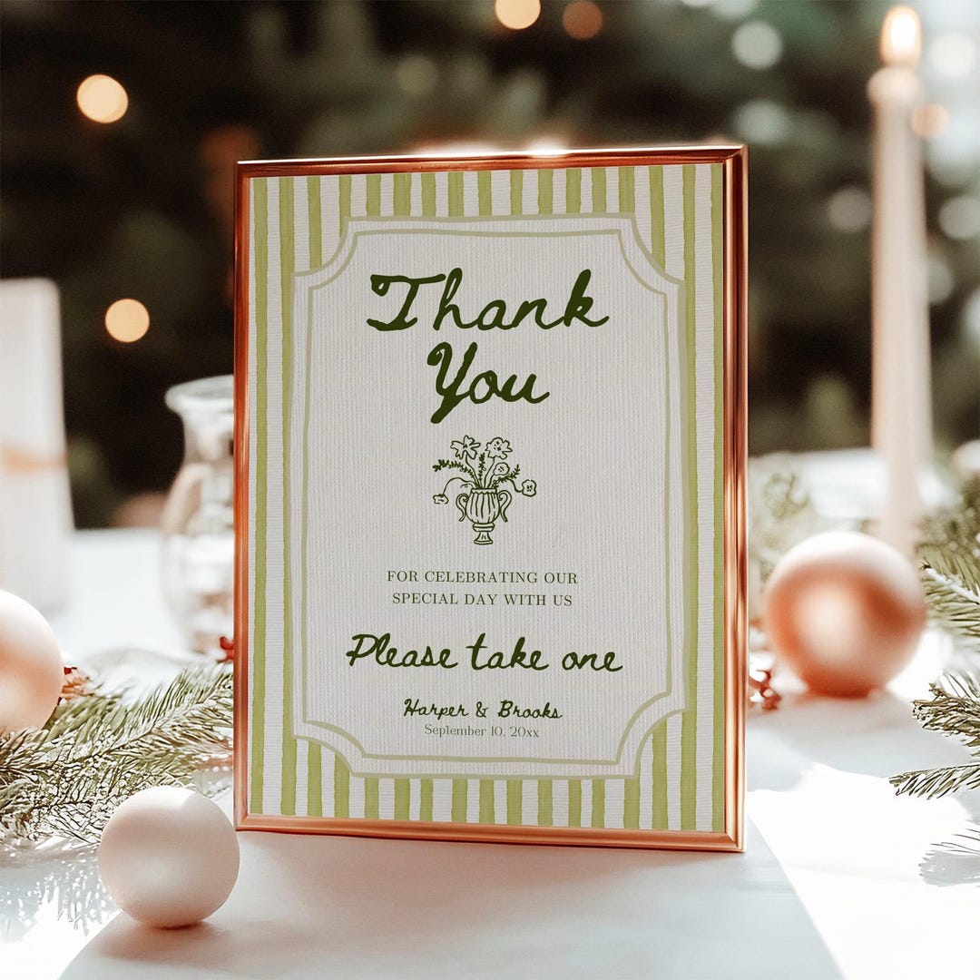 Take One Favor Sign, Wedding Favor Sign, Sage Green Whimsical Wedding ...