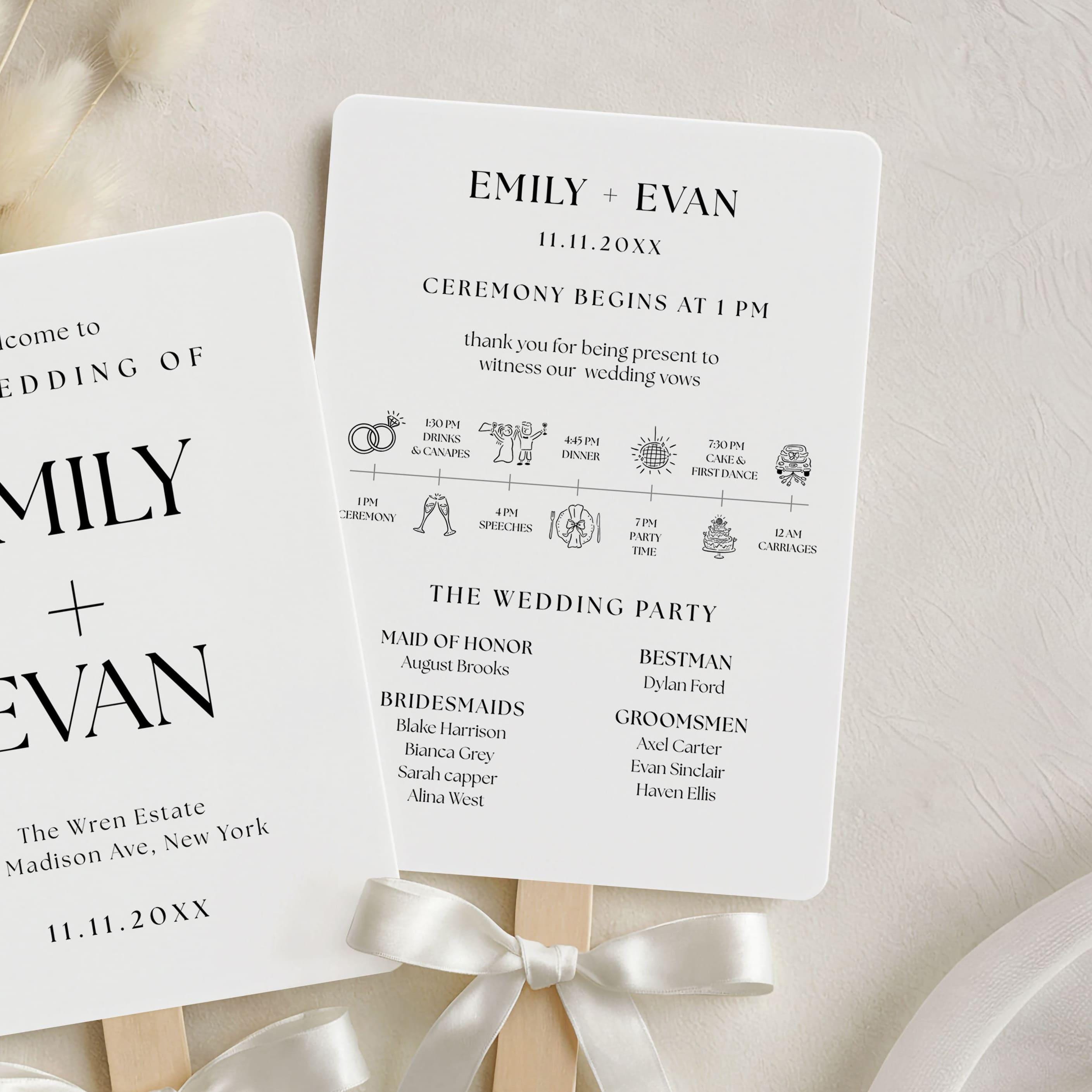 Wedding Program Fans, Wedding Timeline Fan, Infographic Fan ...