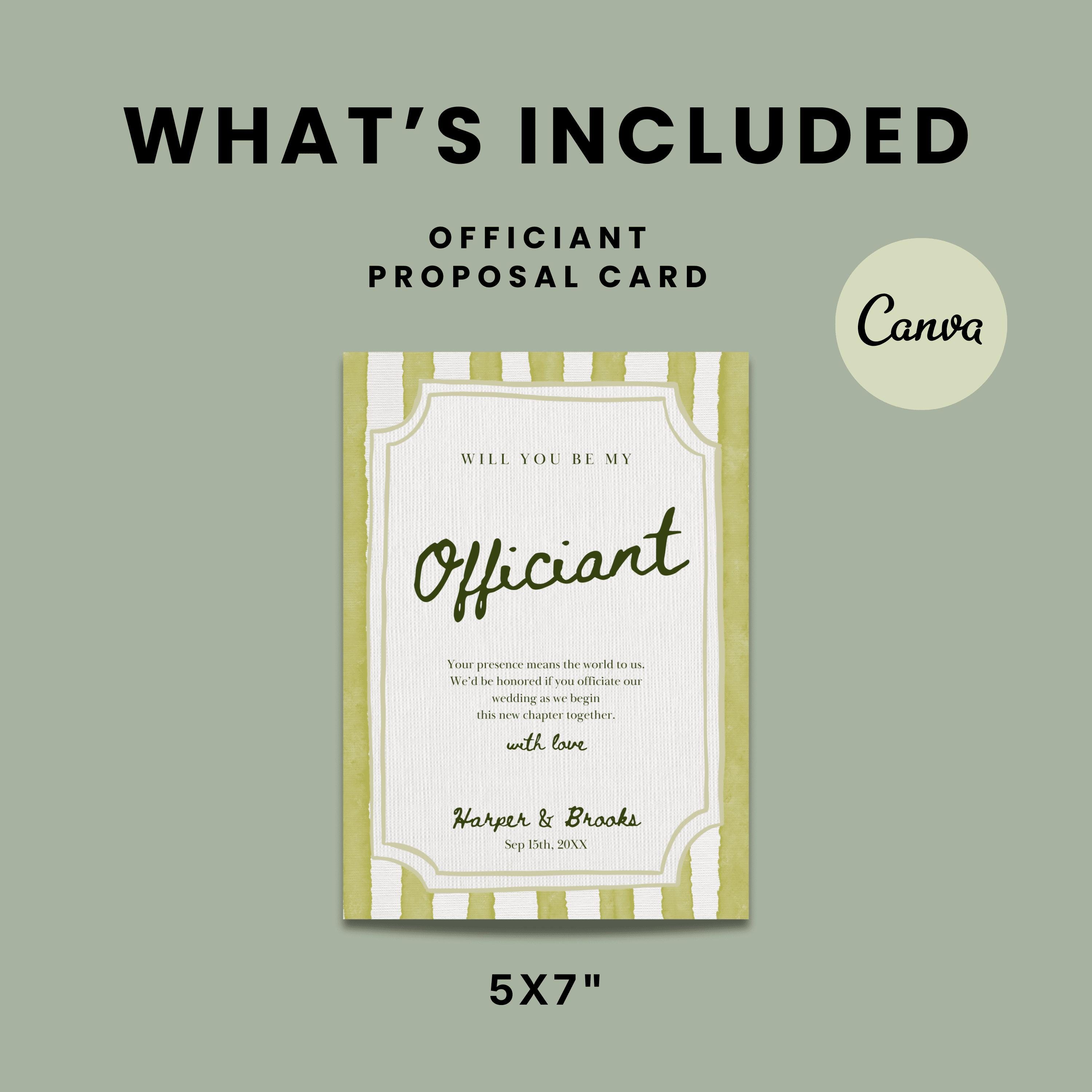 Officiant Proposal, Wedding Officiant Card, Will You Marry Us, Sage ...
