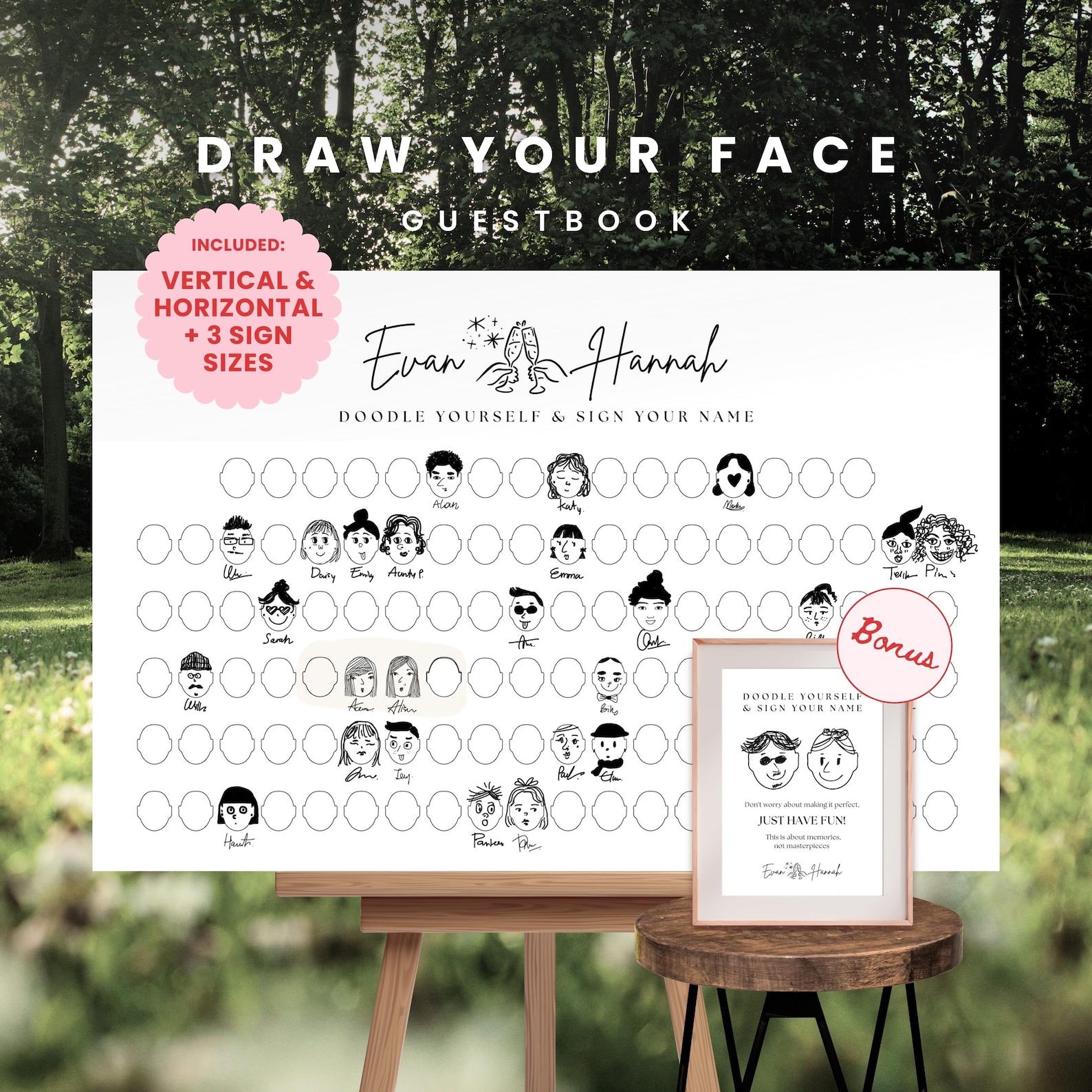 Guest Book Draw Your Face, Wedding Guestbook Alternative, Draw Your ...
