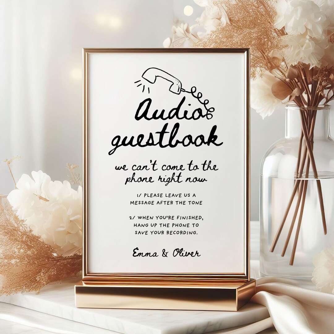 Whimsical Audio Guestbook Sign Template for Wedding Table Sign ...