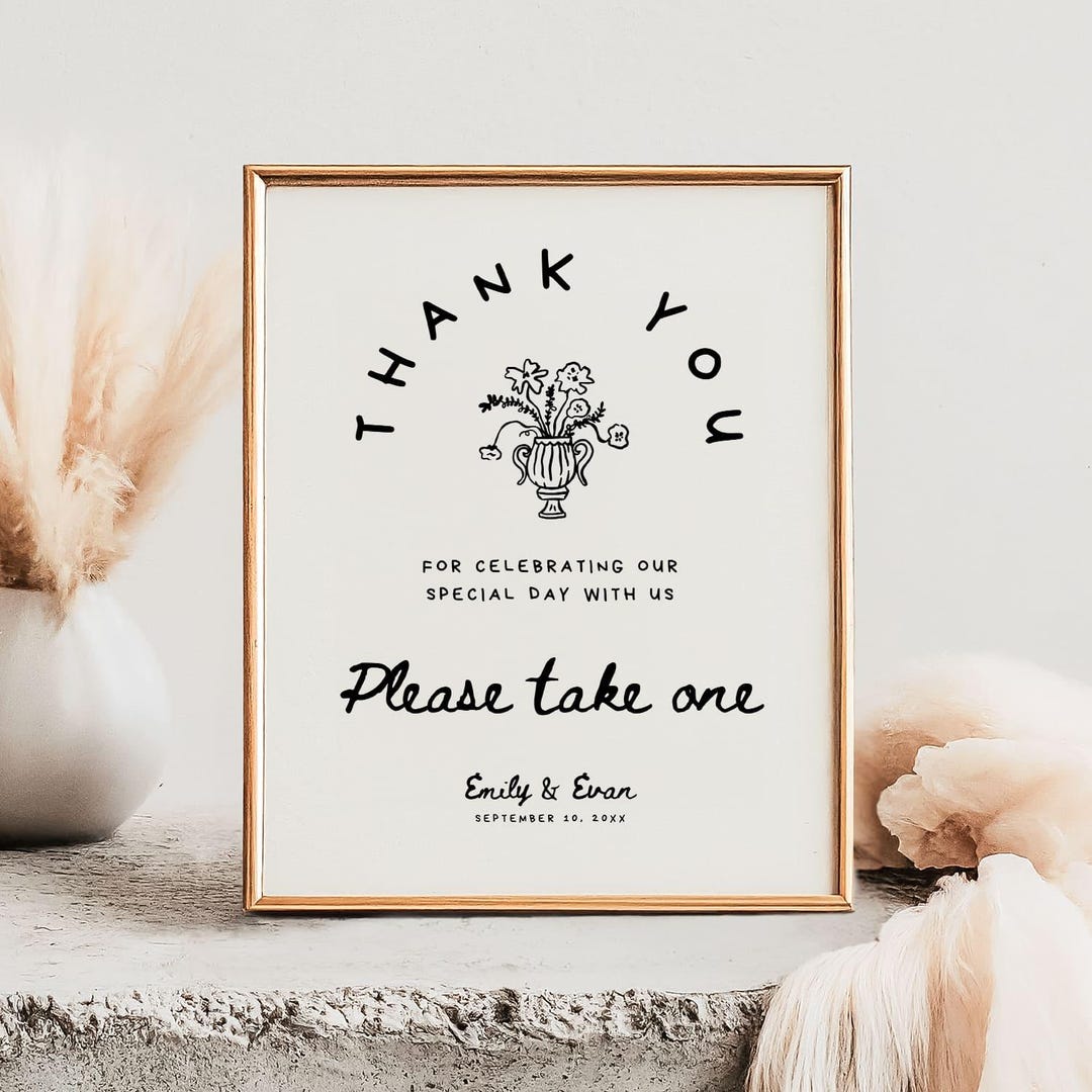 Take One Favor Sign, Wedding Favor Sign, Whimsical Wedding Template ...