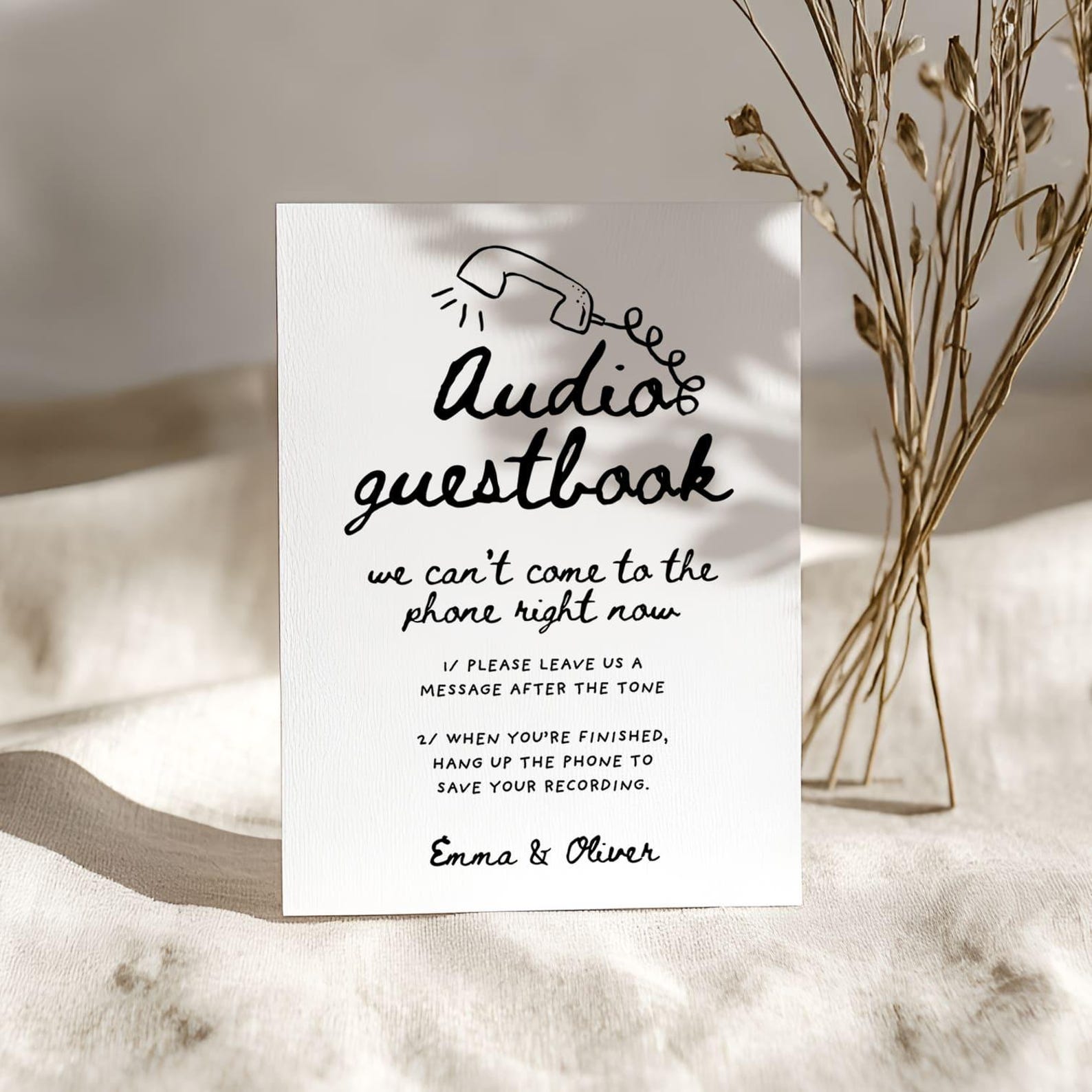 Whimsical Audio Guestbook Sign Template for Wedding Table Sign ...