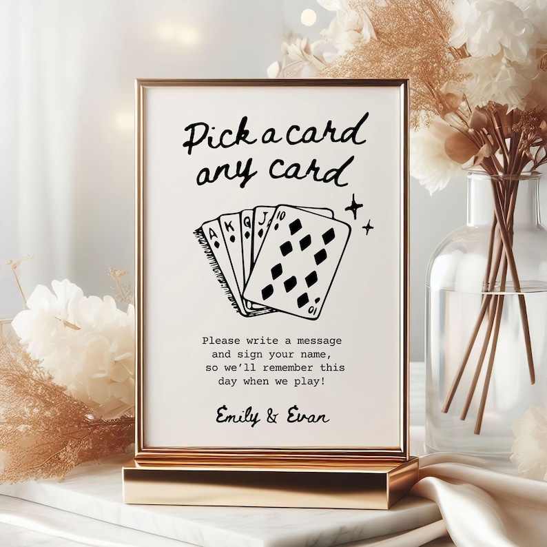 Playing Card Guest Book Sign, Poker Guest Book Sign, Wedding Playing ...