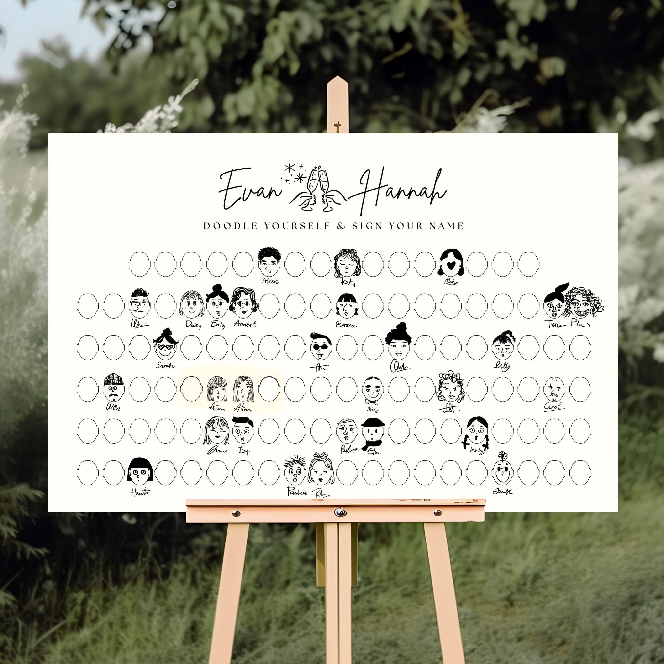 Guest Book Draw Your Face, Wedding Guestbook Alternative, Draw Your ...