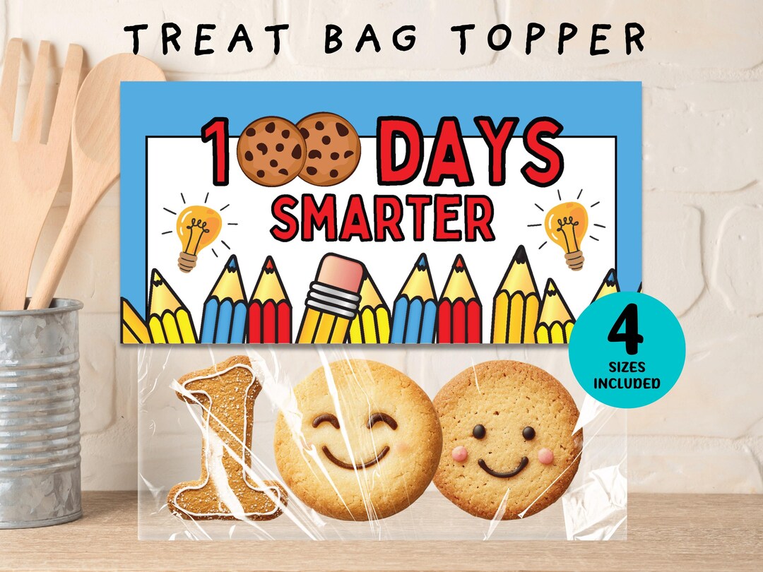 100 Days of School Treat Bag Topper, Donut Treat Tags for Student ...