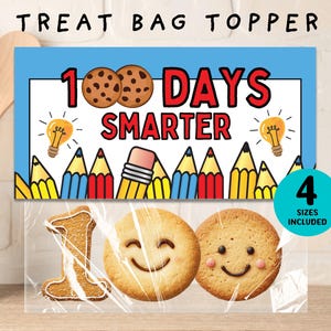 100 Days of School Treat Bag Topper, Donut Treat Tags for Student ...