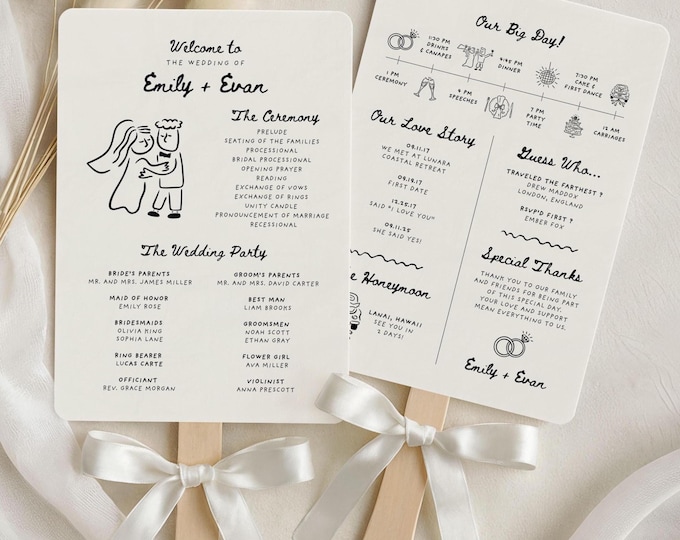 Wedding Program Fans, Wedding Timeline Fan, Infographic Fan ...