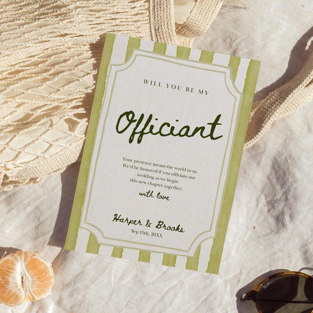 Officiant Proposal, Wedding Officiant Card, Will You Marry Us, Sage ...