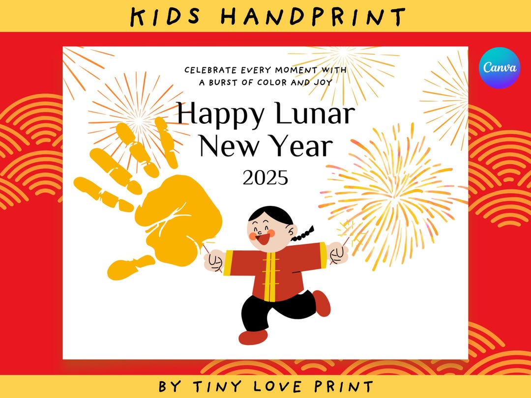 Printable Lunar New Year Handprint Art Craft for Kids, Chinese New Year ...