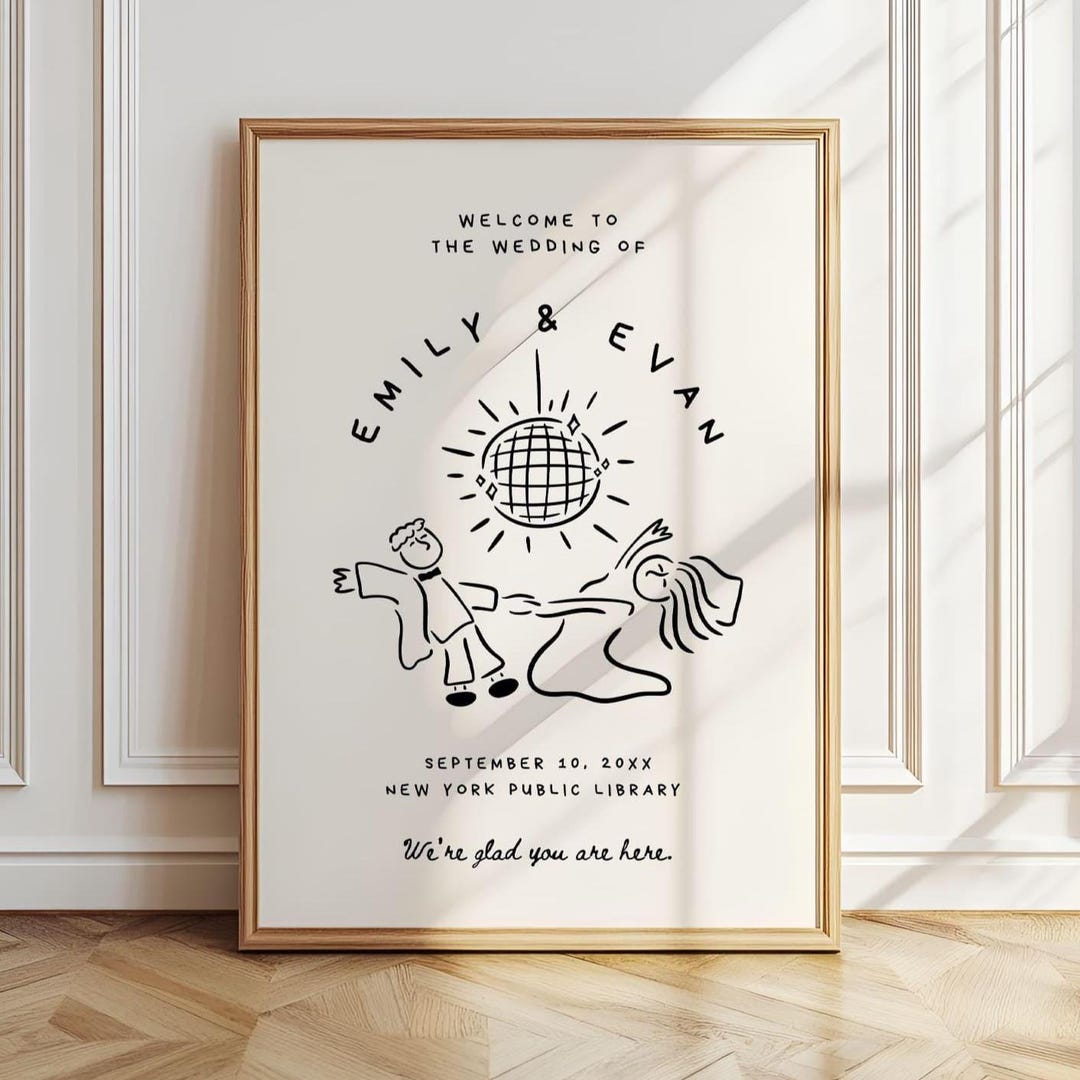 Wedding Welcome Sign, Whimsical Wedding Template, Hand Draw Wedding ...
