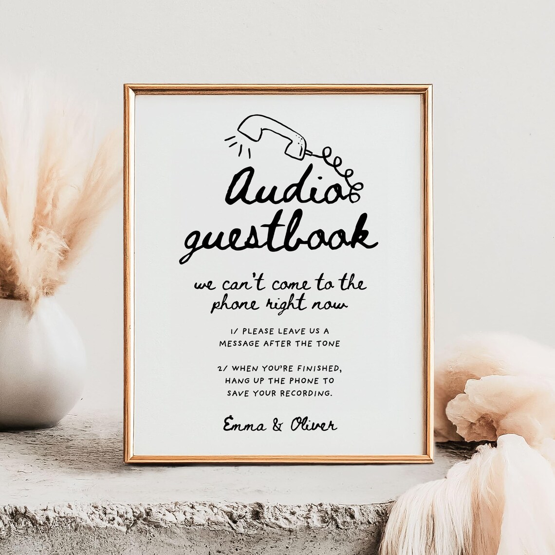 Whimsical Audio Guestbook Sign Template for Wedding Table Sign ...
